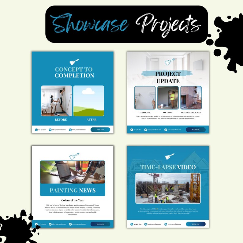 House Painter Canva Social Media Posts | Painting Business Marketing ...