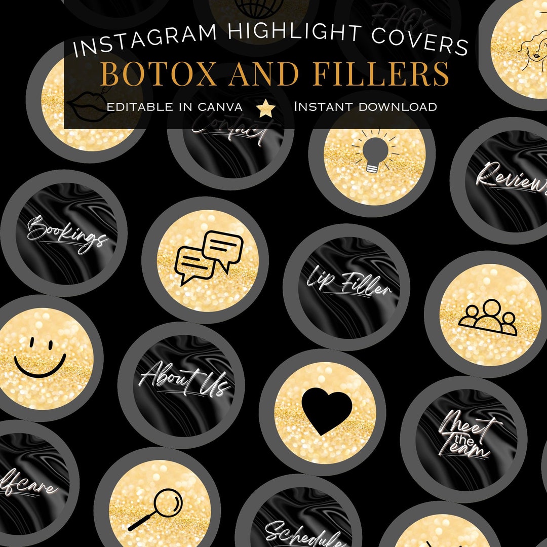 30 Botox and Lip Filler Instagram Highlight Covers | Black and Gold ...