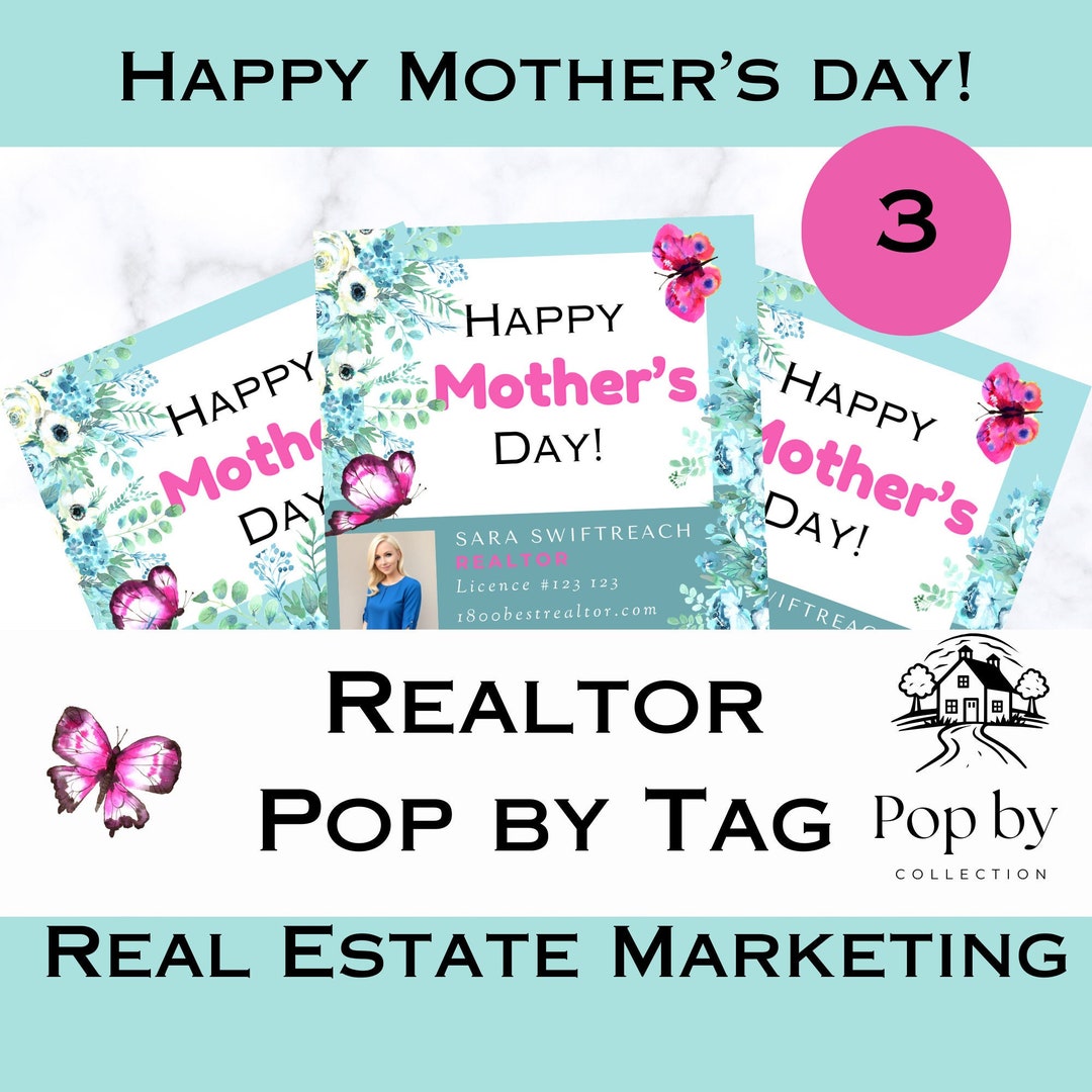 Happy Mothers Day Realtor Pop by Tag INSTANT DOWLOAD Fully Customizable ...