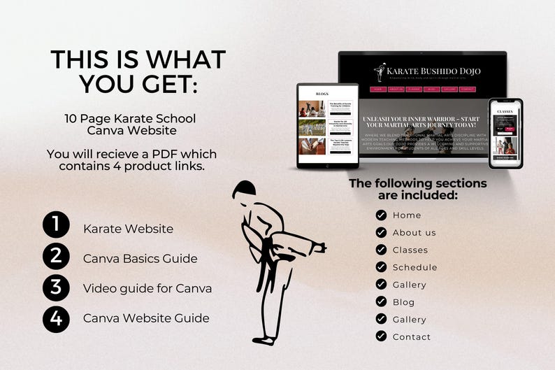 Karate School Website, Canva Template, Dojo Website Design, Landing ...