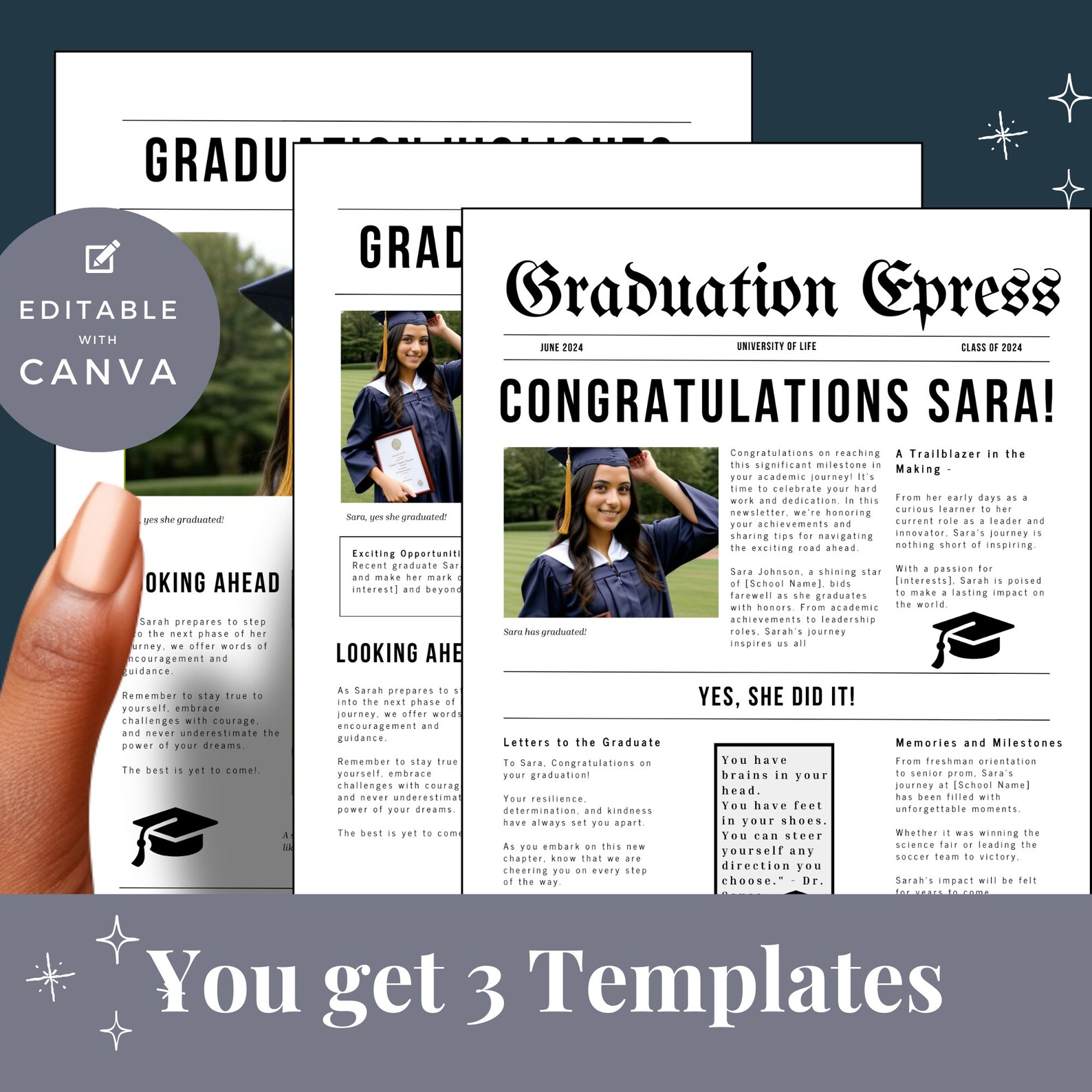 Newspaper Template Graduation, INSTANT DOWNLOAD, Graduation Newspaper ...