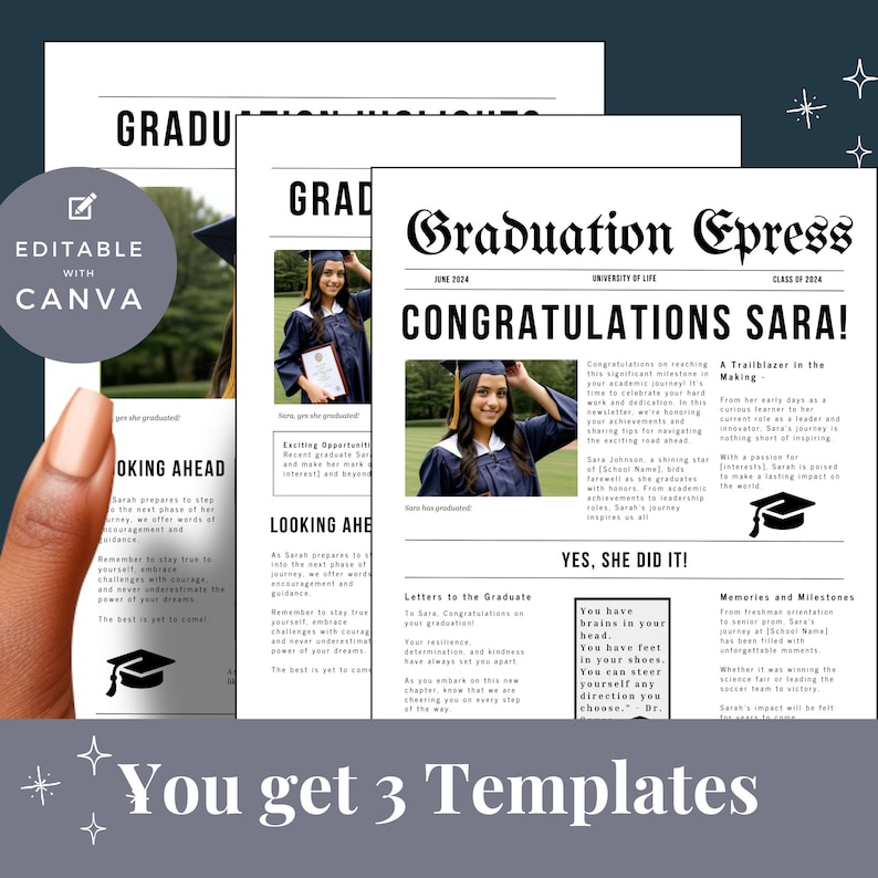 Newspaper Template Graduation, INSTANT DOWNLOAD, Graduation Newspaper ...