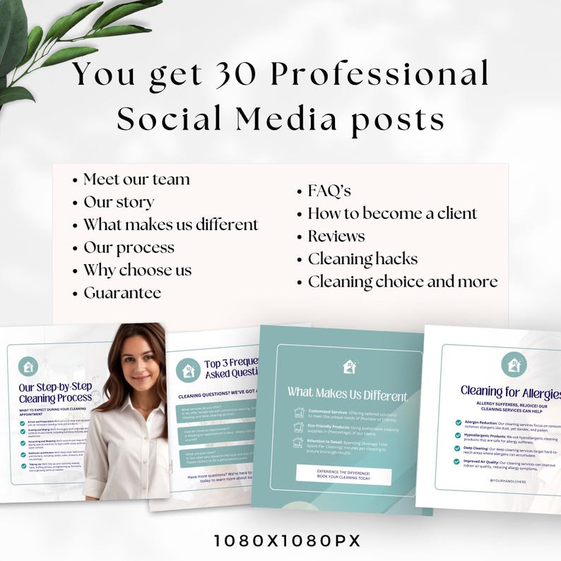 House Cleaner Social Media Posts, Cleaning Service Business Graphics ...