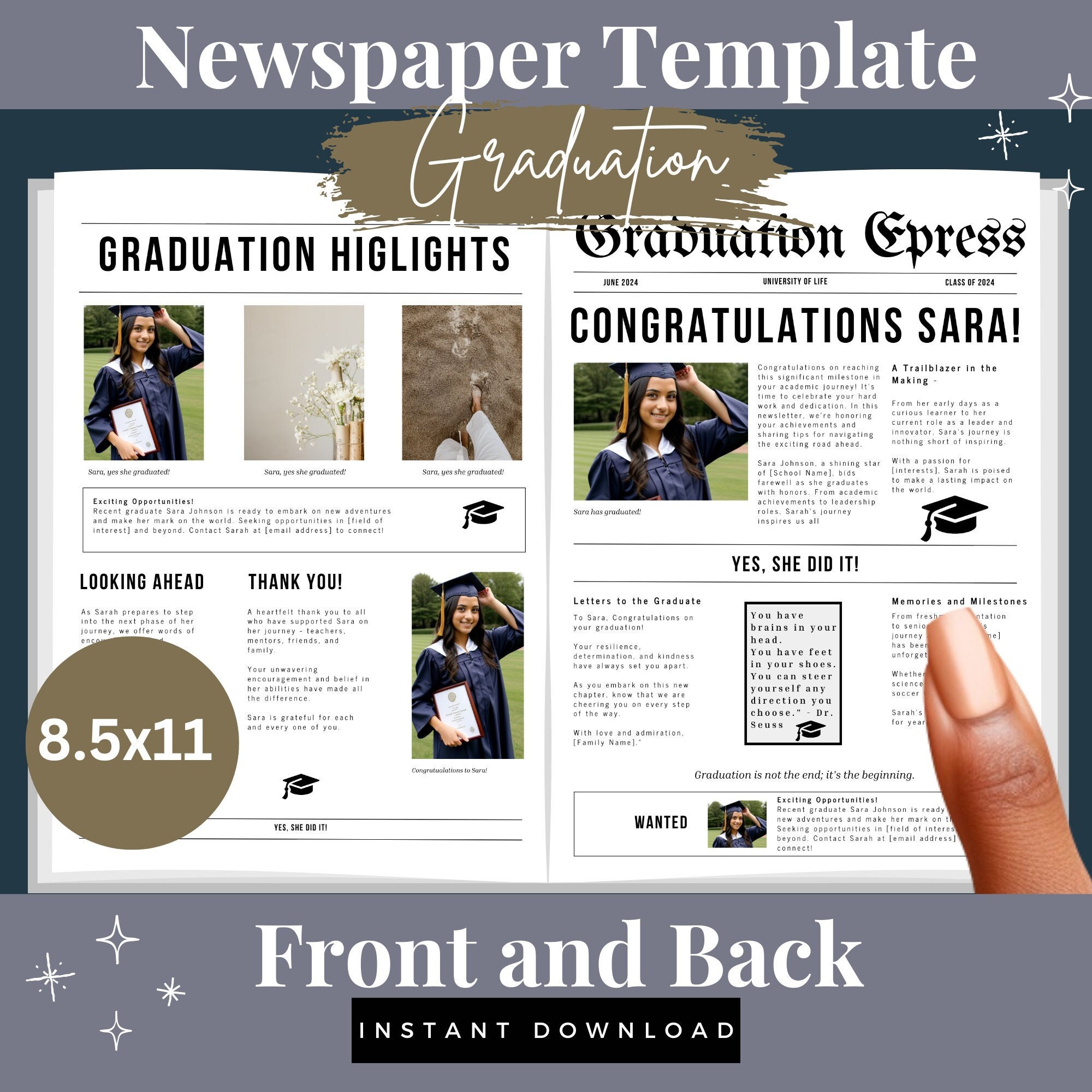 Newspaper Template Graduation, INSTANT DOWNLOAD, Graduation Newspaper ...