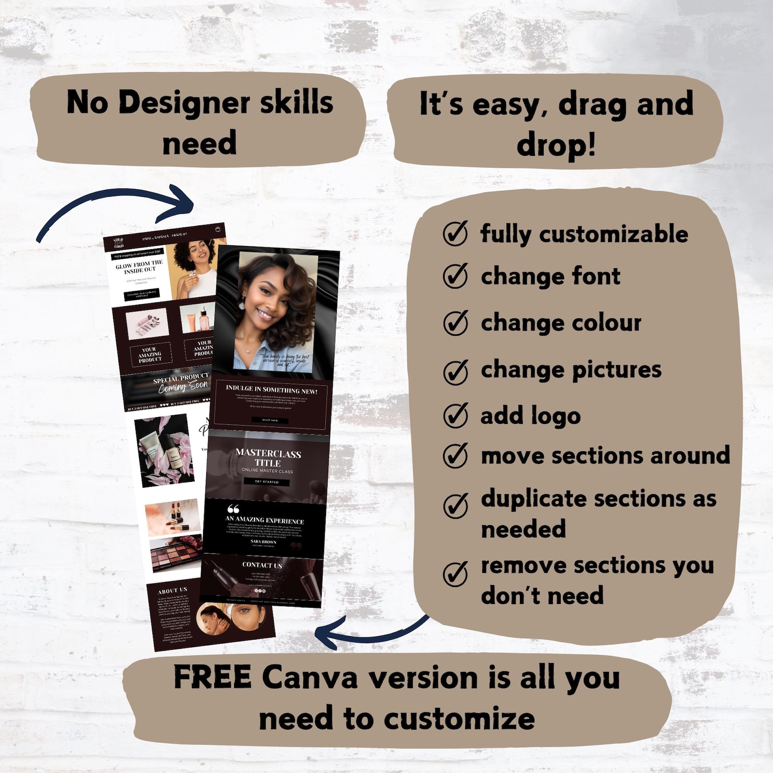 Beauty Products Website, Canva Template, Cosmetic Online Site, Makeup ...