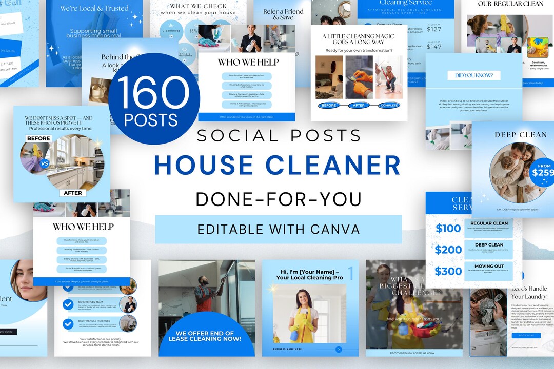 House Cleaning Social Media Posts, Canva Templates, Editable Posts for ...