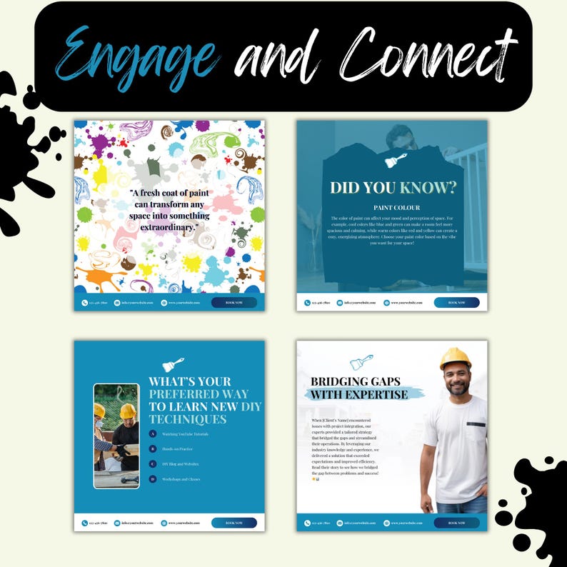 House Painter Canva Social Media Posts | Painting Business Marketing ...