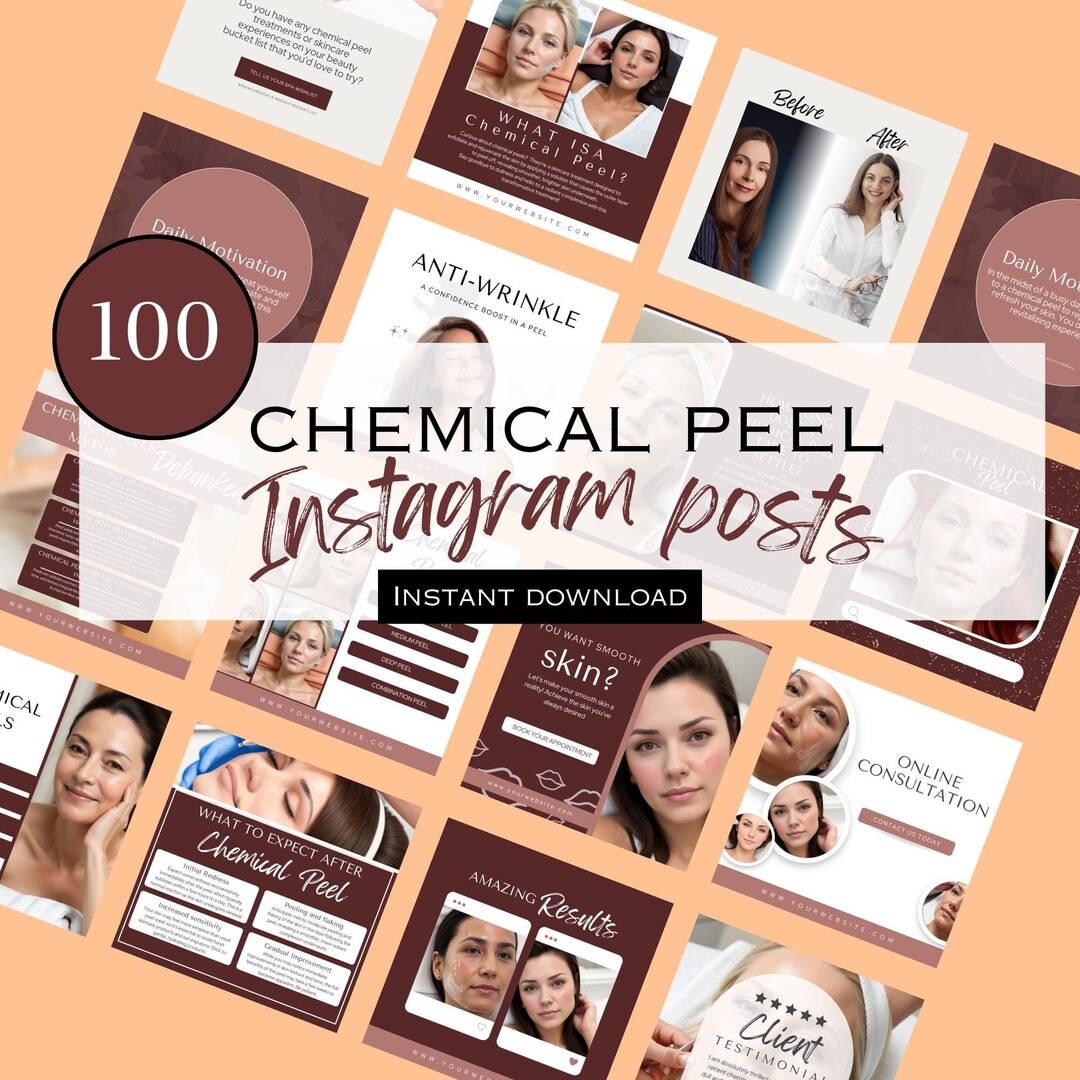 100 Chemical Peel Instagram Canva Templates | Esthetician Social Media ...