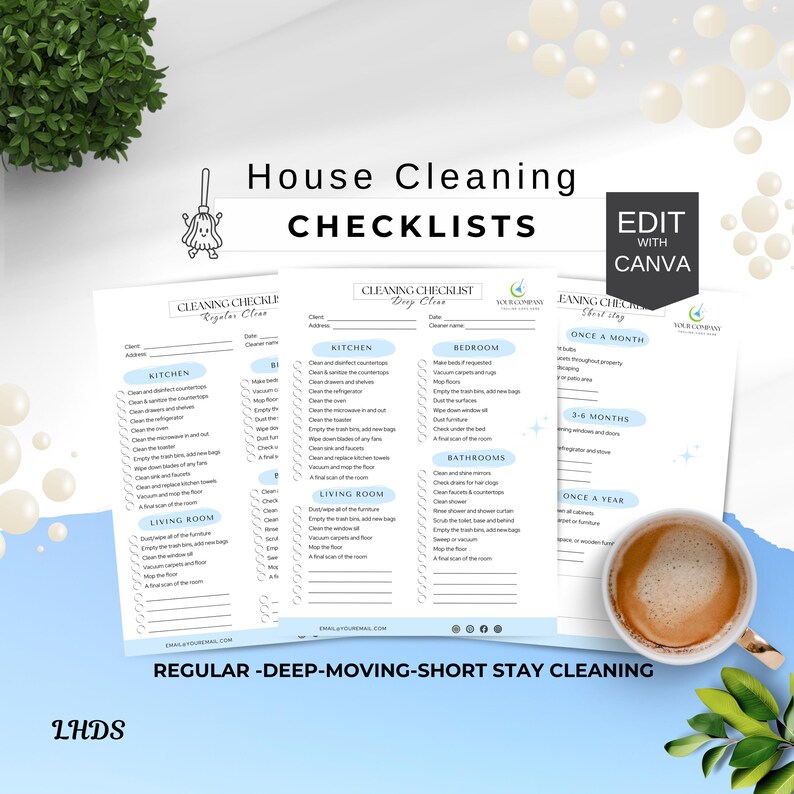 Printable Cleaning Checklist Bundle, Regular, Deep, Moving-out Cleaning ...