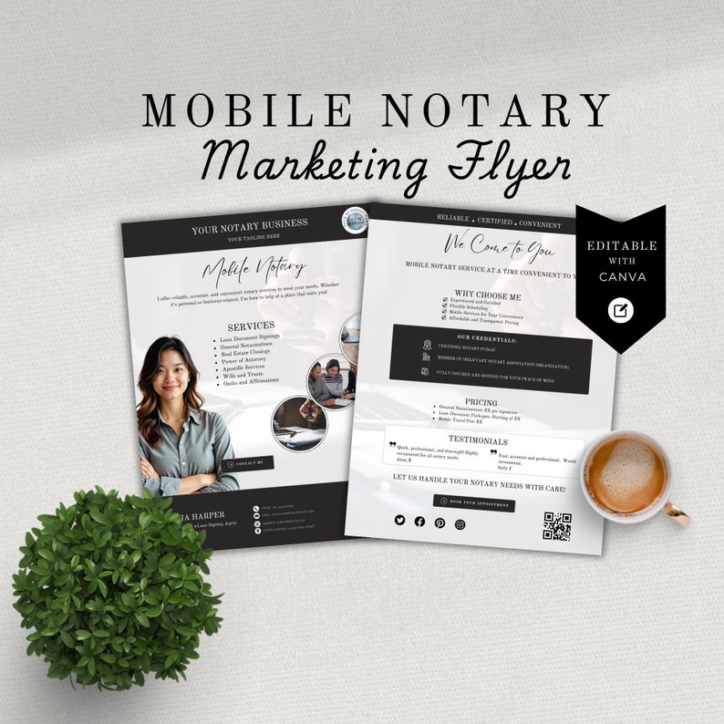 Mobile Notary Flyer, Canva Flyer Template, Business Leaflet, Signing ...