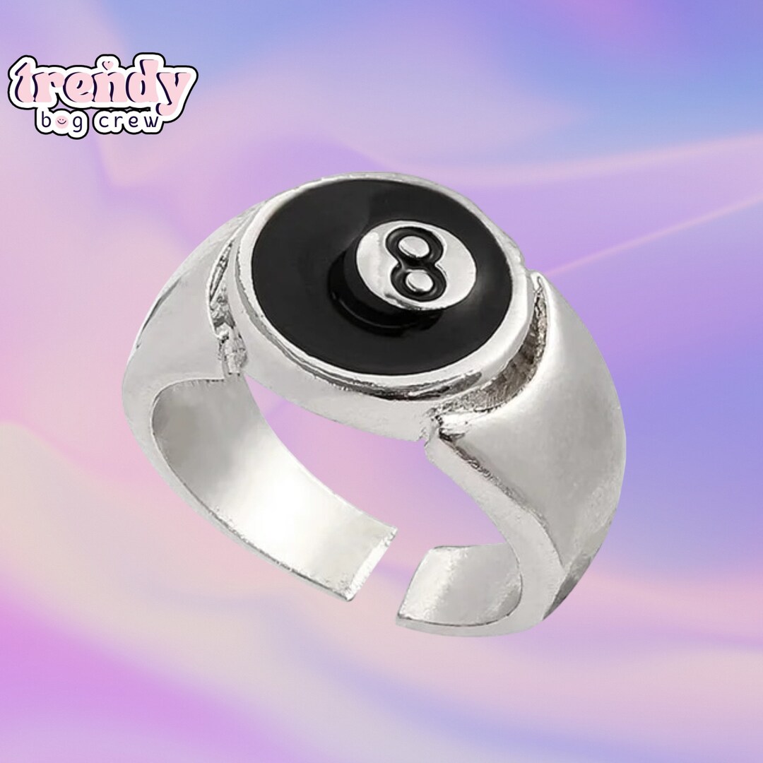 8 Ball Ring, Unique Design, Sterling Silver, Stussy Billiard Jewelry - Etsy