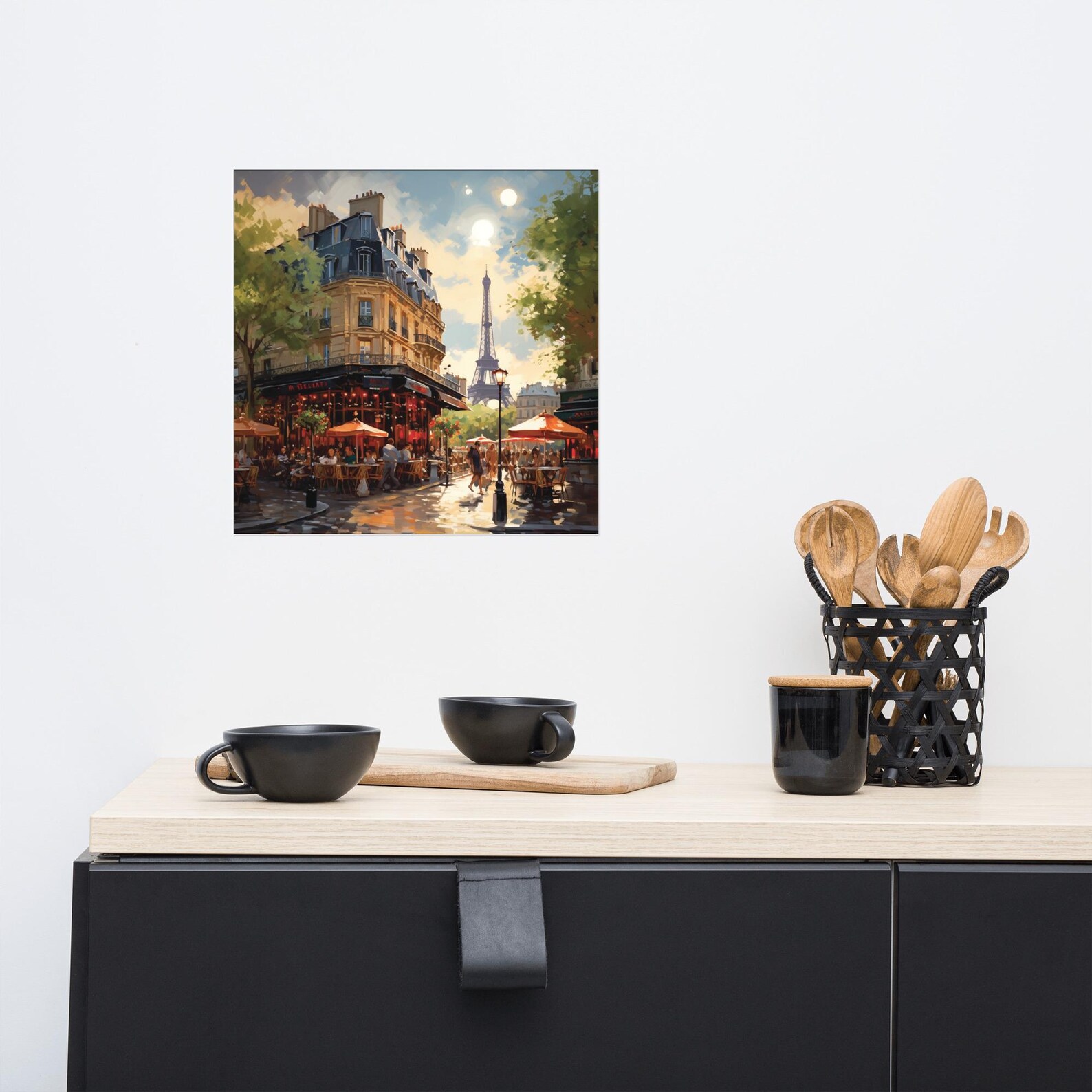 French Street Cafe Art Print - 10x10, 12x12, 14x14, 16x16 & 18x18 ...