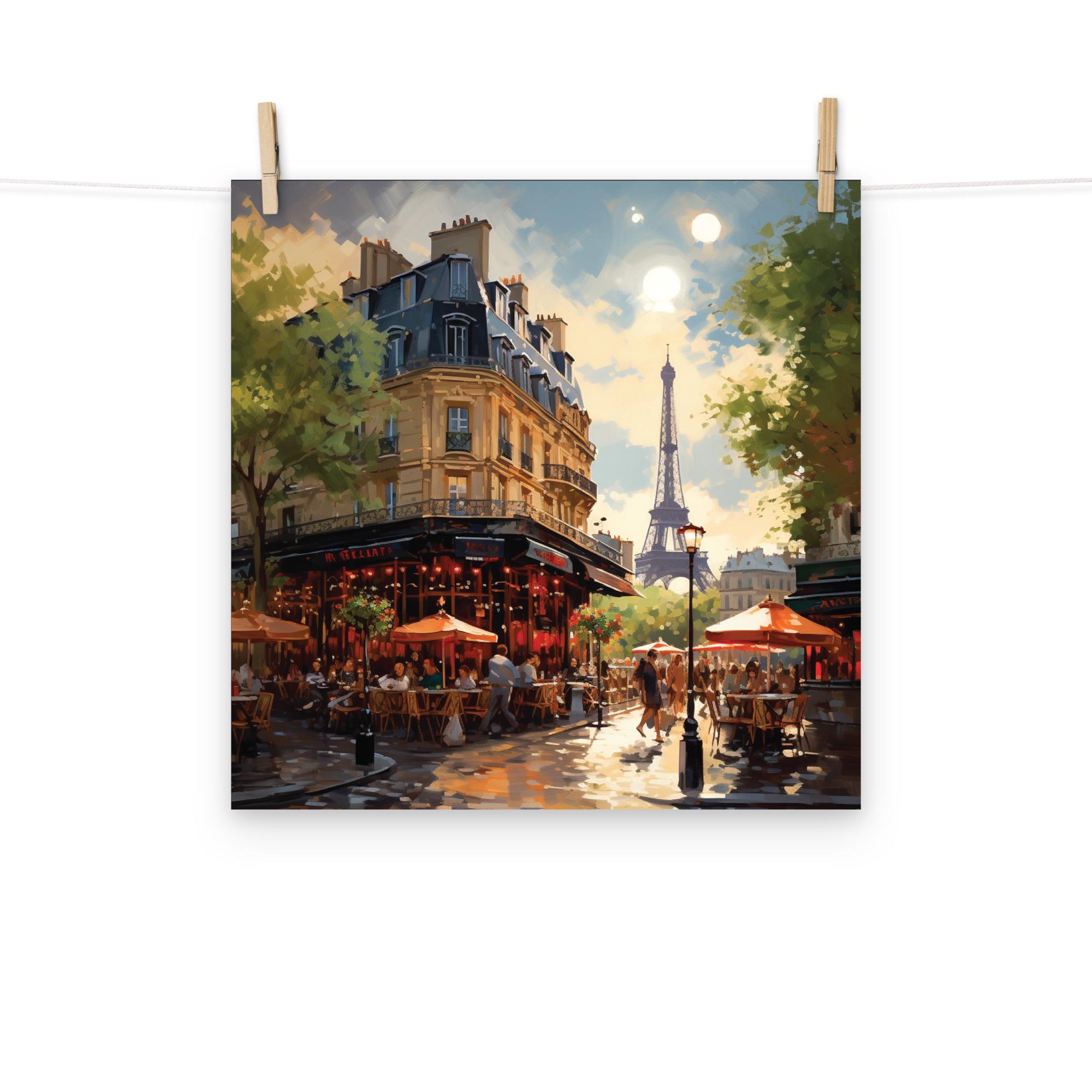 French Street Cafe Art Print - 10x10, 12x12, 14x14, 16x16 & 18x18 ...
