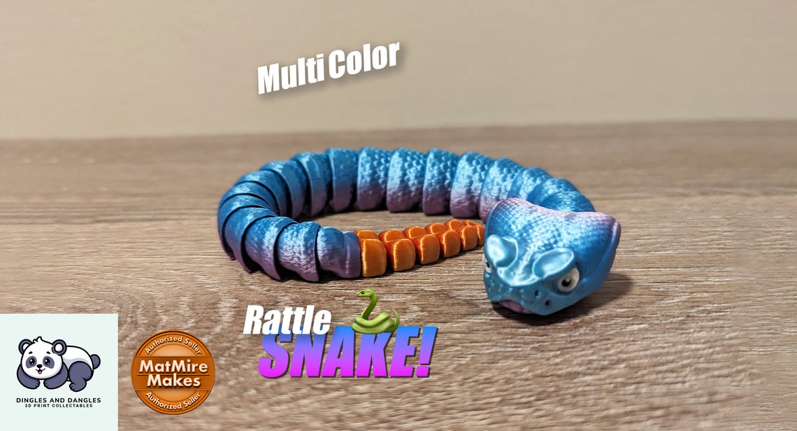 Realistic Rattlesnake With Authentic Rattle 3d Collectable Sensory Toy ...