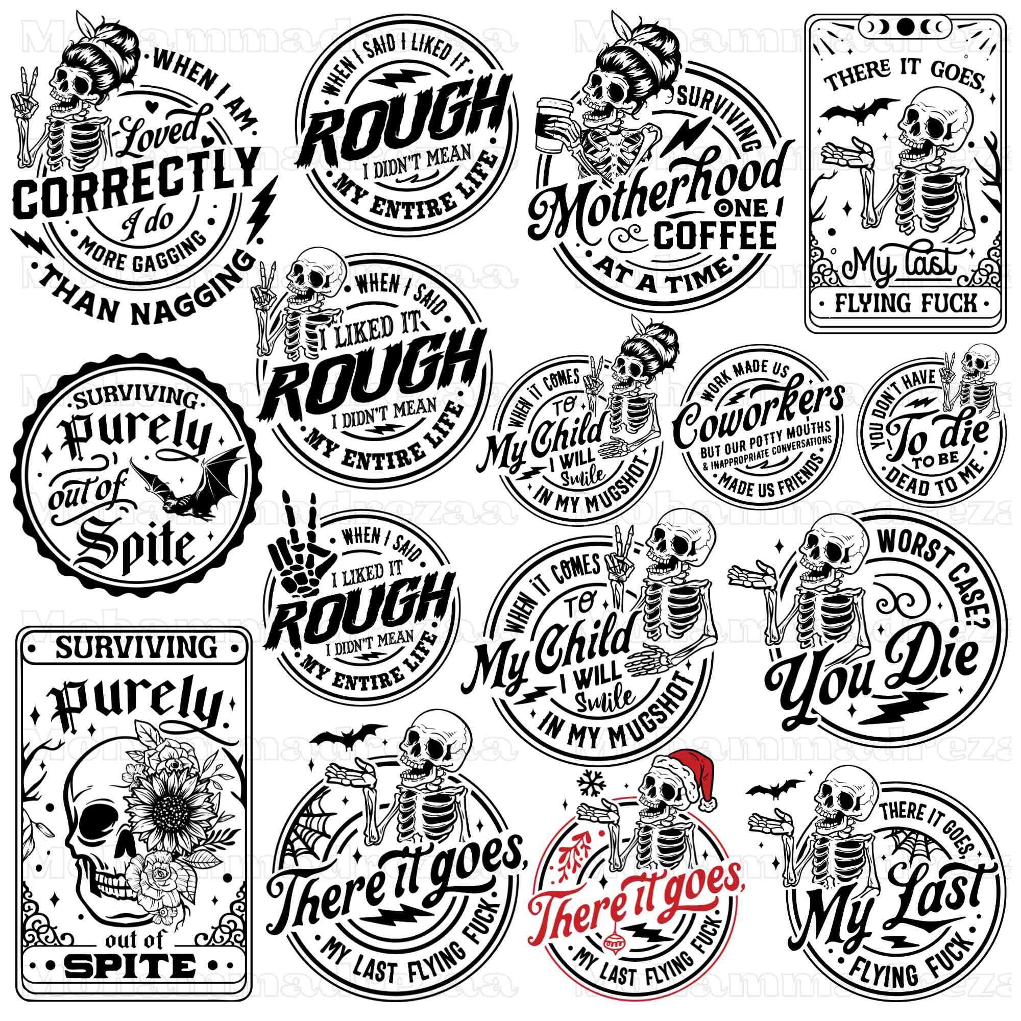 Skeleton Quotes SVG Bundle, Sarcastic Svg, Funny Skeleton Svg, Snarky ...