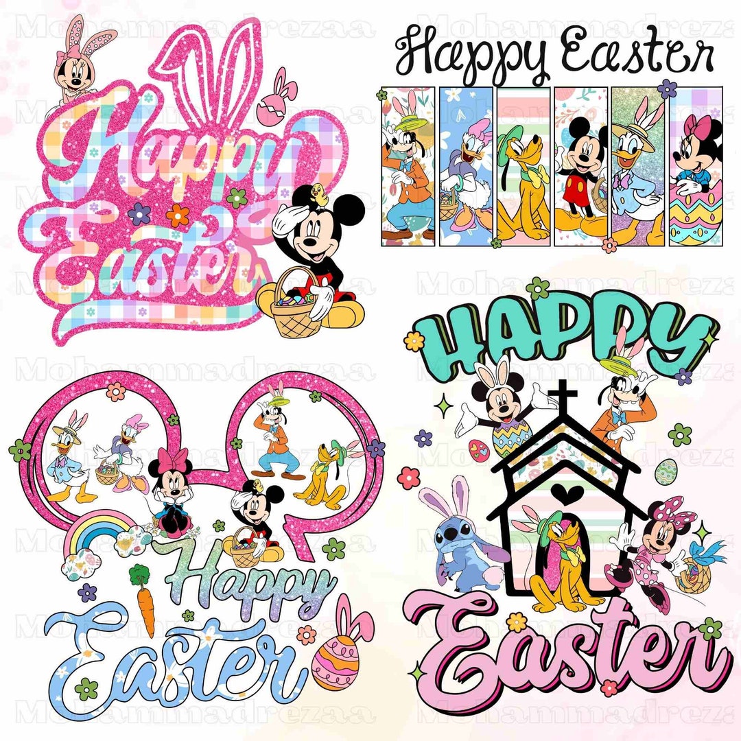 Mouse and Friends Easter PNG Bundle, Mouse Happy Easter Png, Dis ...
