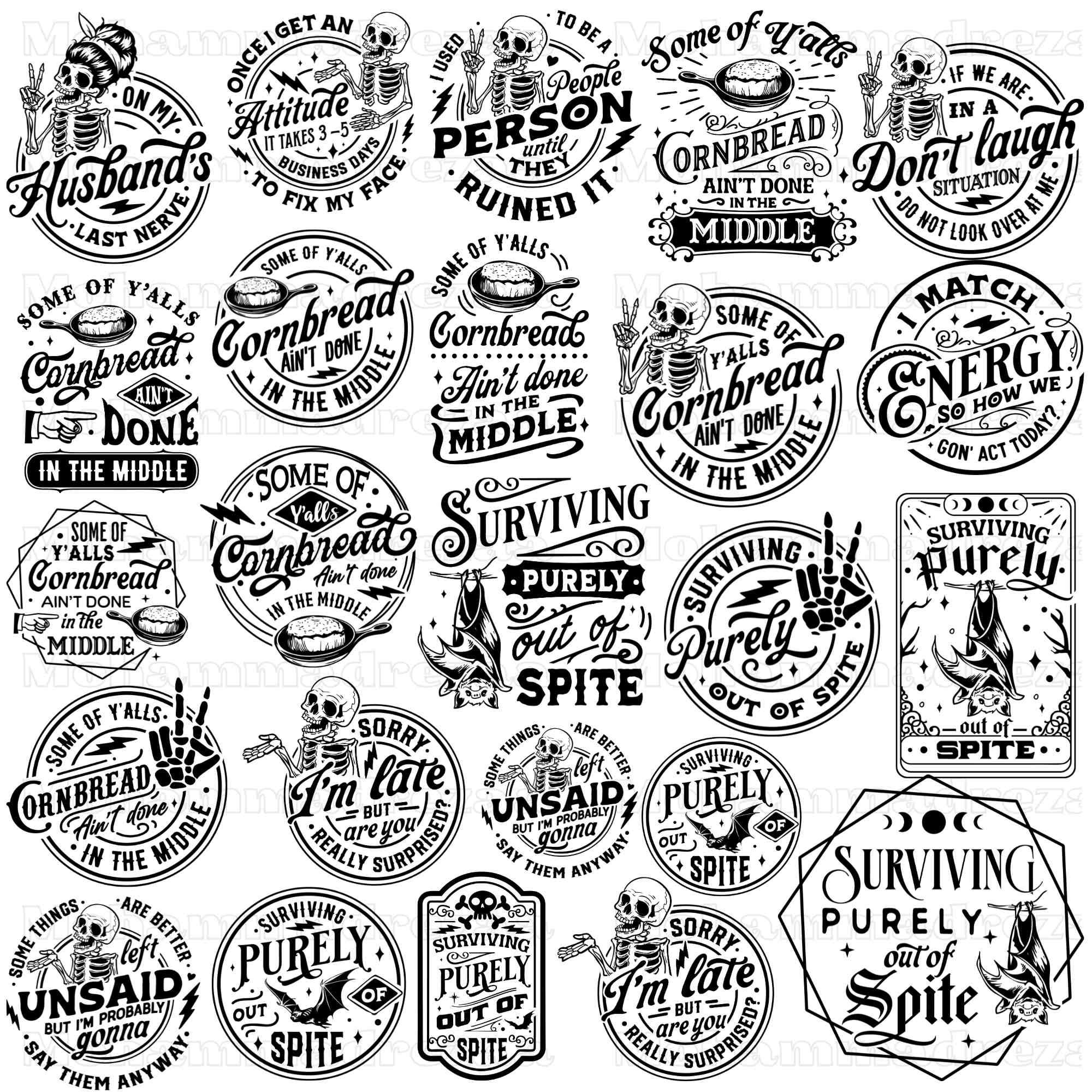 Skeleton Quotes SVG Bundle, Sarcastic Svg, Funny Skeleton Svg, Snarky ...