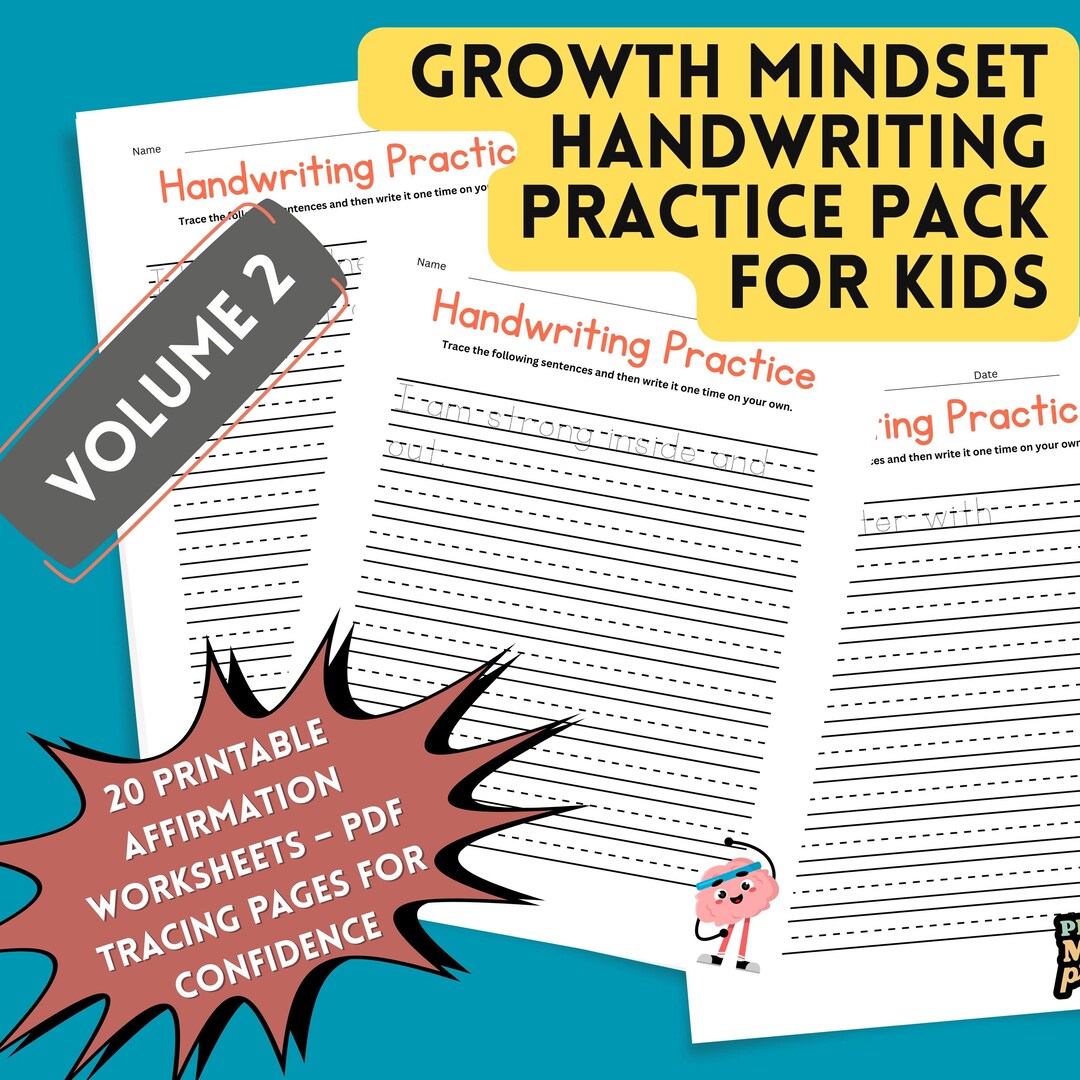 Growth Mindset Handwriting Worksheets – Volume 2 – 20 Printable ...