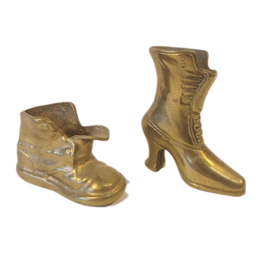 Solid Brass Boot and Shoe Vase or Pot, Very Vintage Item, Very Charming ...