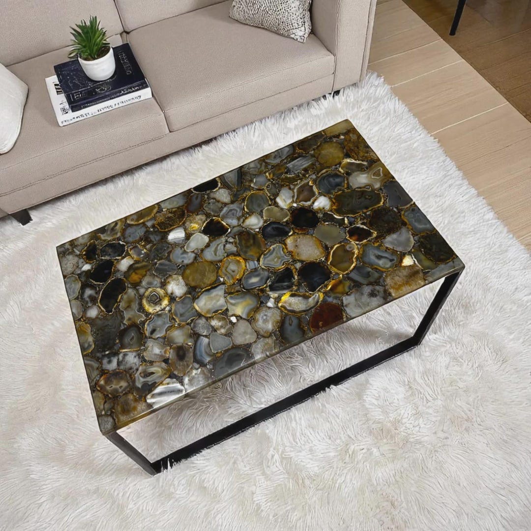 Natural Agate Stone Console Table Top for Entryway Luxury Furniture ...