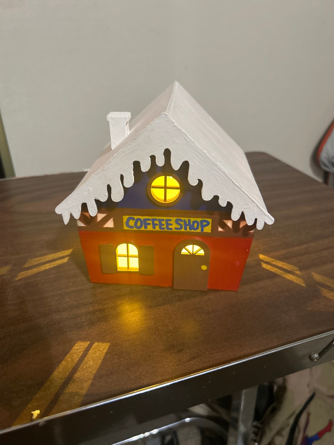 Handpainted Wooden House With Battery Operated LED Light - Etsy