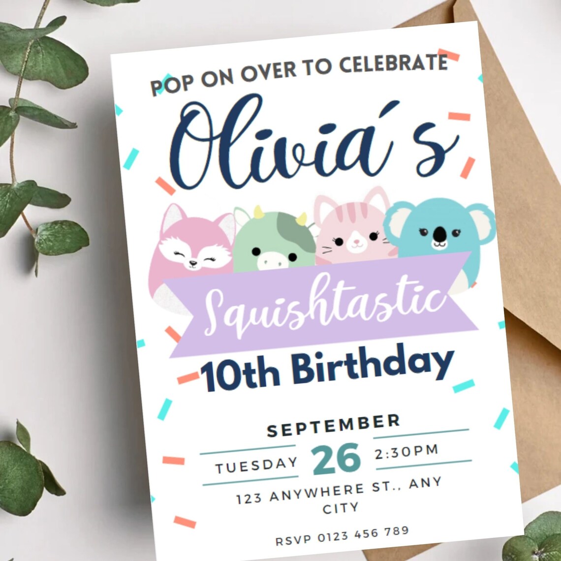 Squishmallow Birthday Invitation, Squishy Invitation,customizable ...