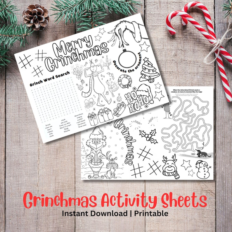 Grinch Activity Page, Printable, Christmas Holiday, Grinchmas, Instant ...