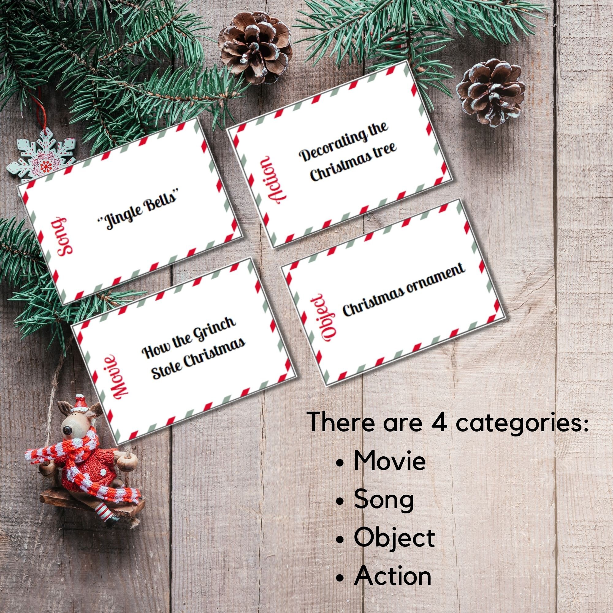 Christmas Charades Game, Printable Holiday Party Activity (100+ Cards ...