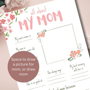 All About My Mom, Mother's Day Gift, All About My Mum, Mother's Day ...