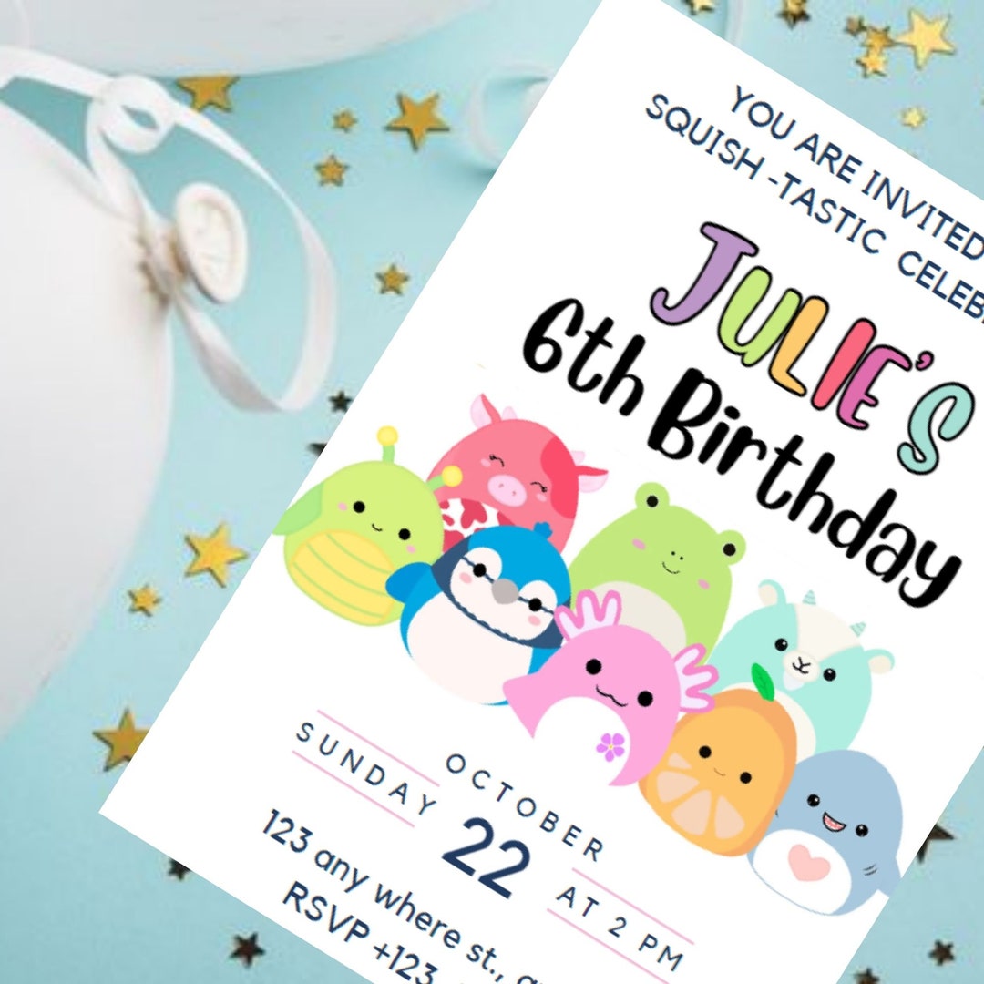 Squishmallows Birthday Invitation Editable Template - Customizable ...