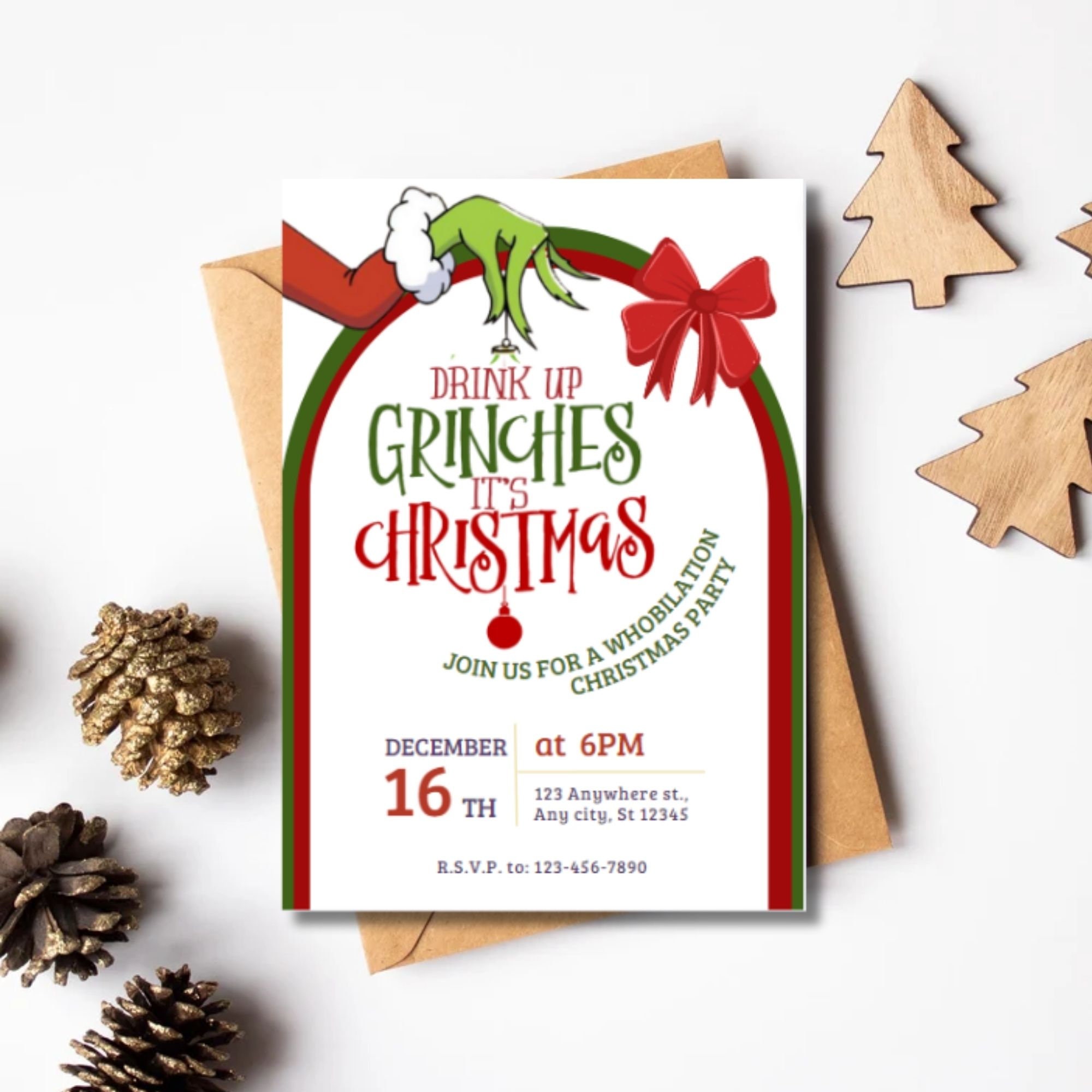 Editable Grinchmas Party Invite, Christmas Party Invitation, Don't Be a ...