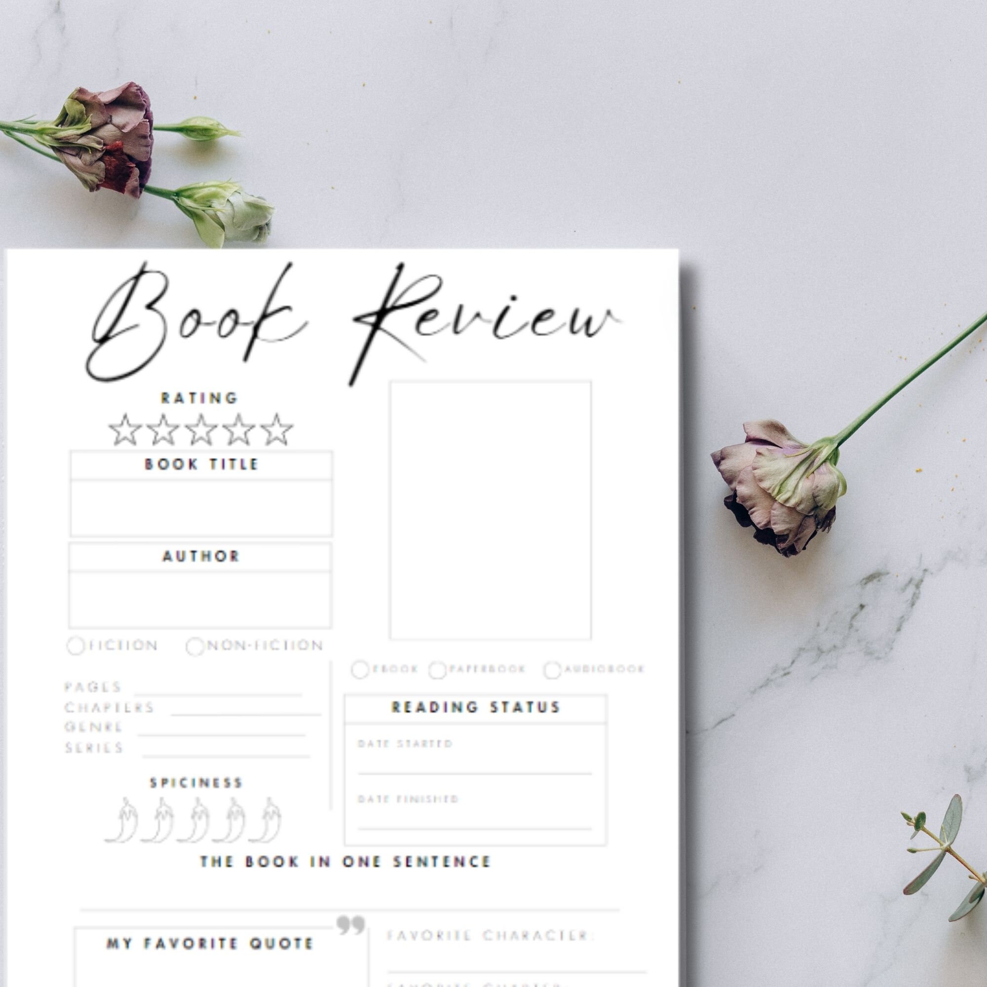Printable Book Review Template | Minimalistic | Reading Log | Bookish ...