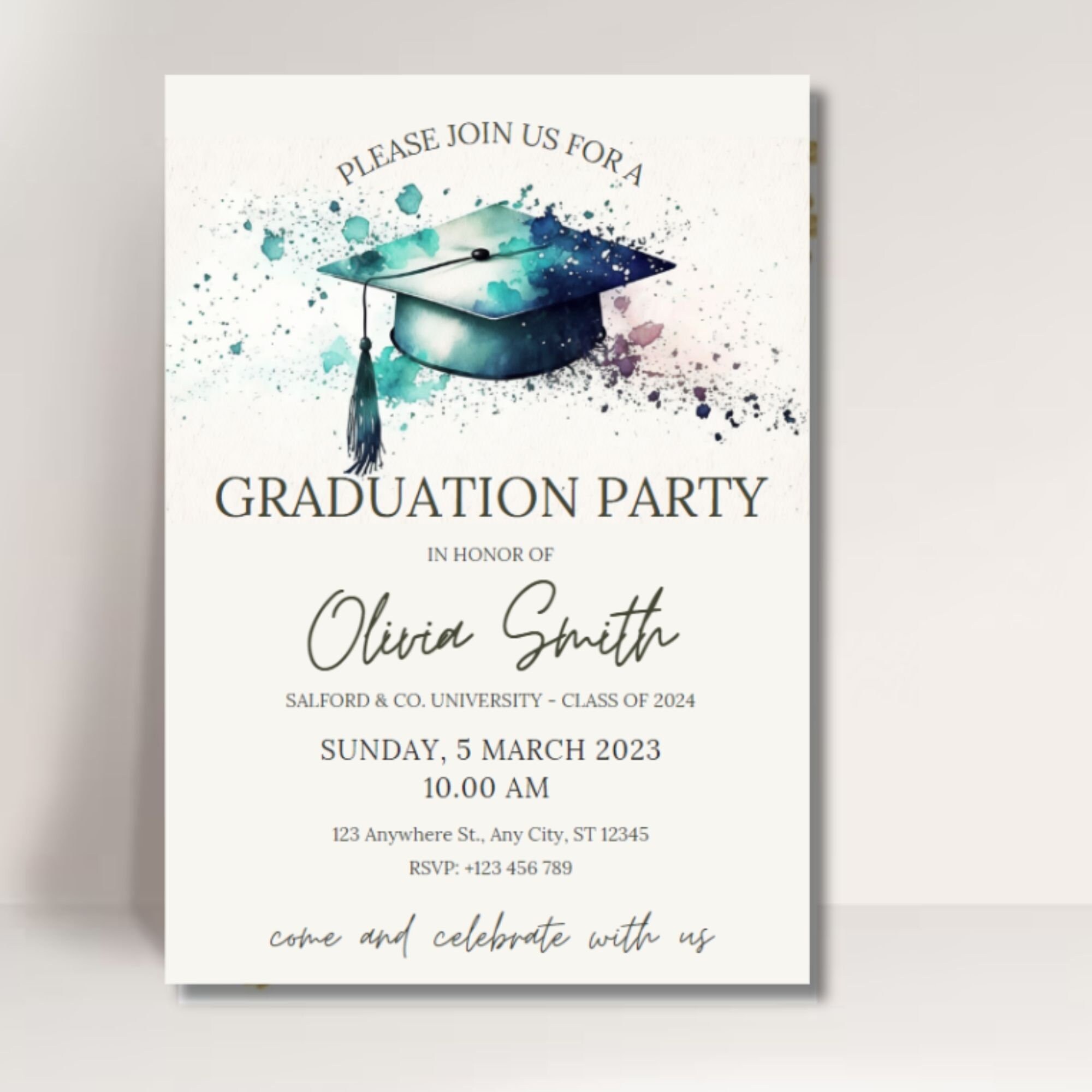 Graduation Party Invitation Template, Editable, Customizable, Print or ...