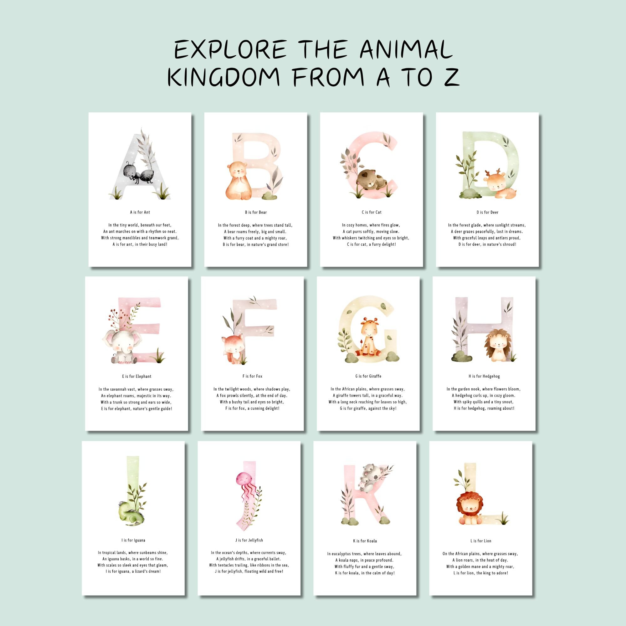 Animal Alphabet Flashcards Alphabet Flashcards ABC Flashcards Animal ...