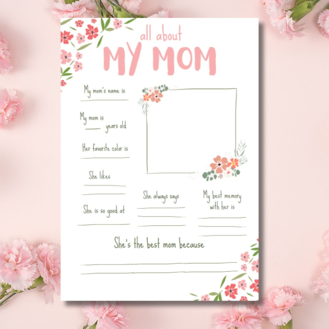 All About My Mom, Mother's Day Gift, All About My Mum, Mother's Day ...