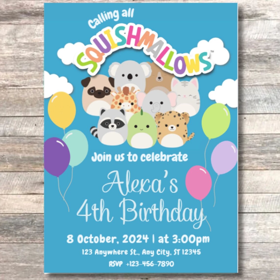 Squishmallows Birthday Invitation Editable Template Customizable ...