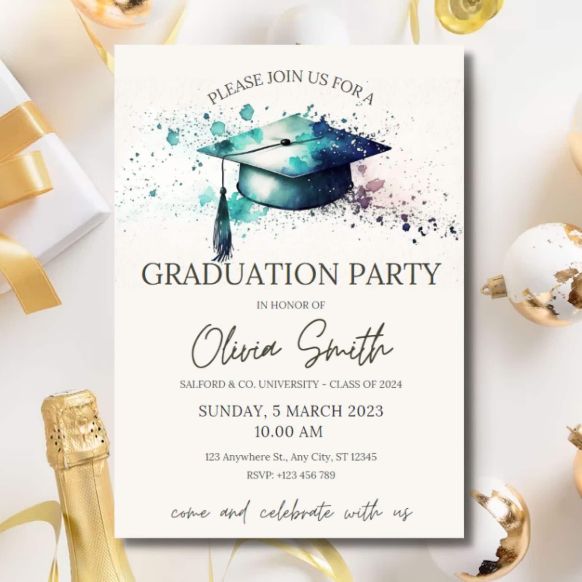 Graduation Party Invitation Template, Editable, Customizable, Print or ...