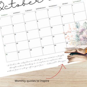 2025 Monthly Planner Landscape, Sunday Start, Books Lovers Calendar, A4 ...