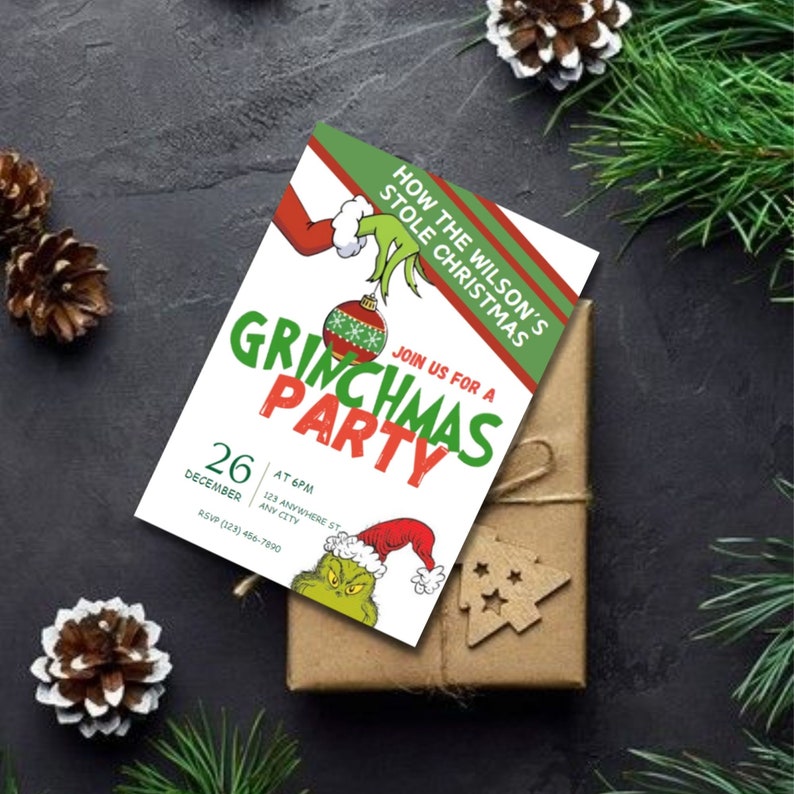 Editable Grinchmas Party Invite, Christmas Party Invitation, Don't Be a ...