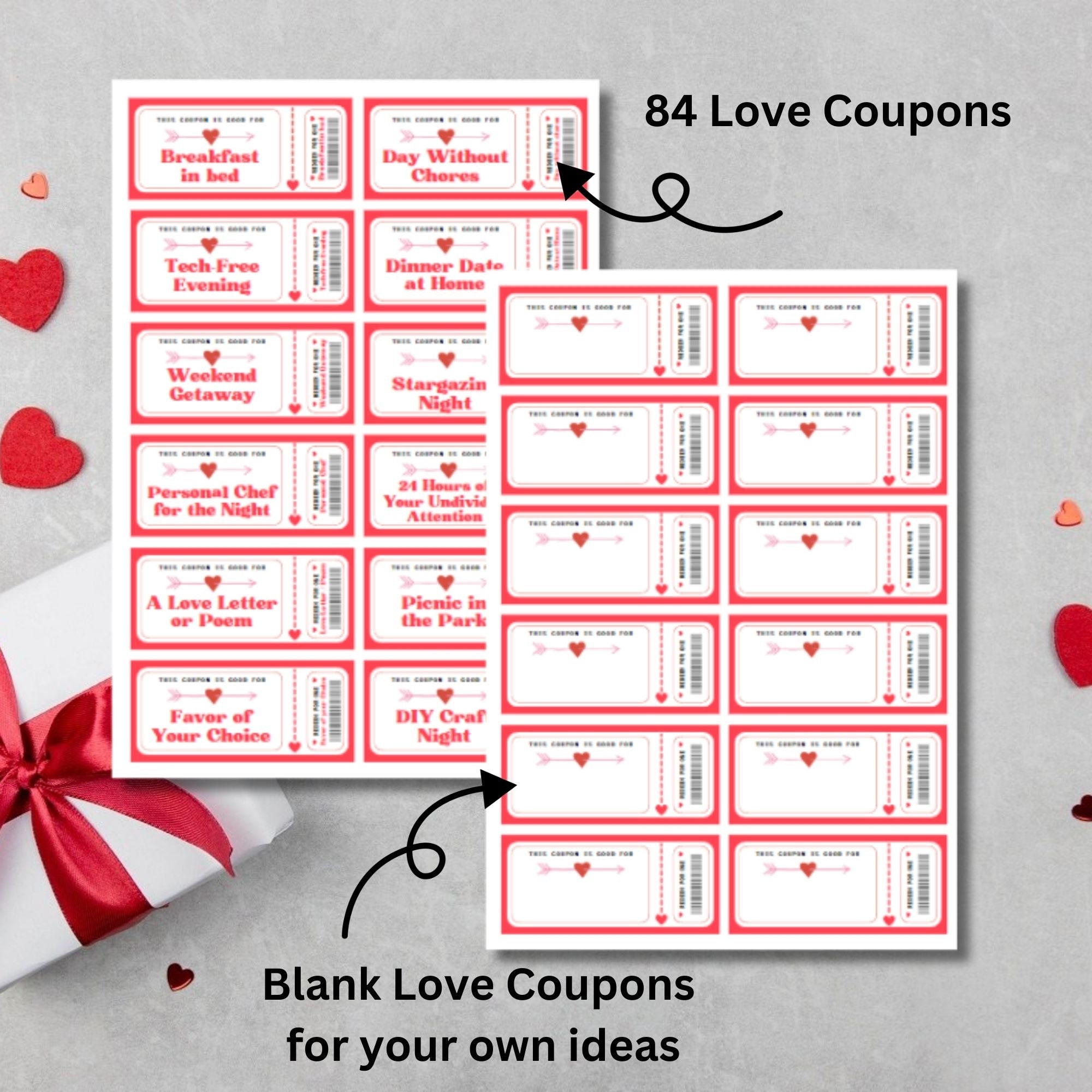 Printable Love Coupons for Him & Her , Valentines Coupon, Editable ...