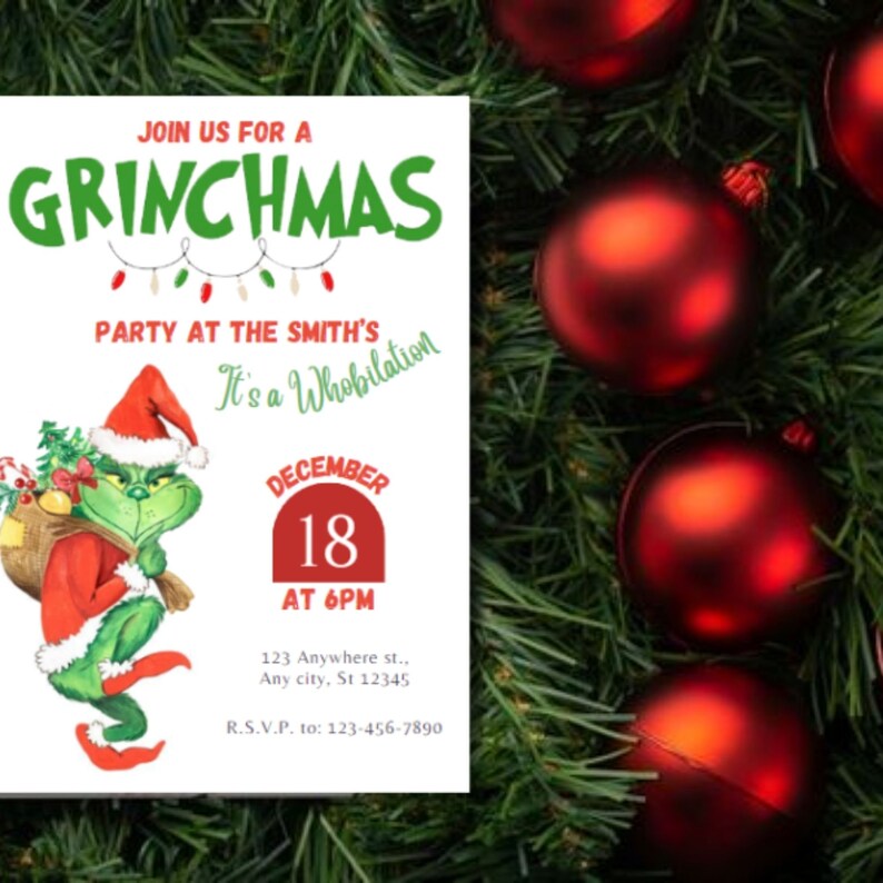 Editable Grinchmas Party Invite, Christmas Party Invitation, Don't Be a ...
