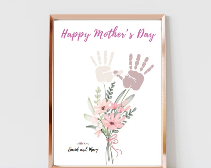 Mother's Day Handprint Art Printable, Flower Handprint Craft Gift for ...