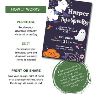 Editable Two Spooky Birthday Invitation, Halloween Second Birthday ...