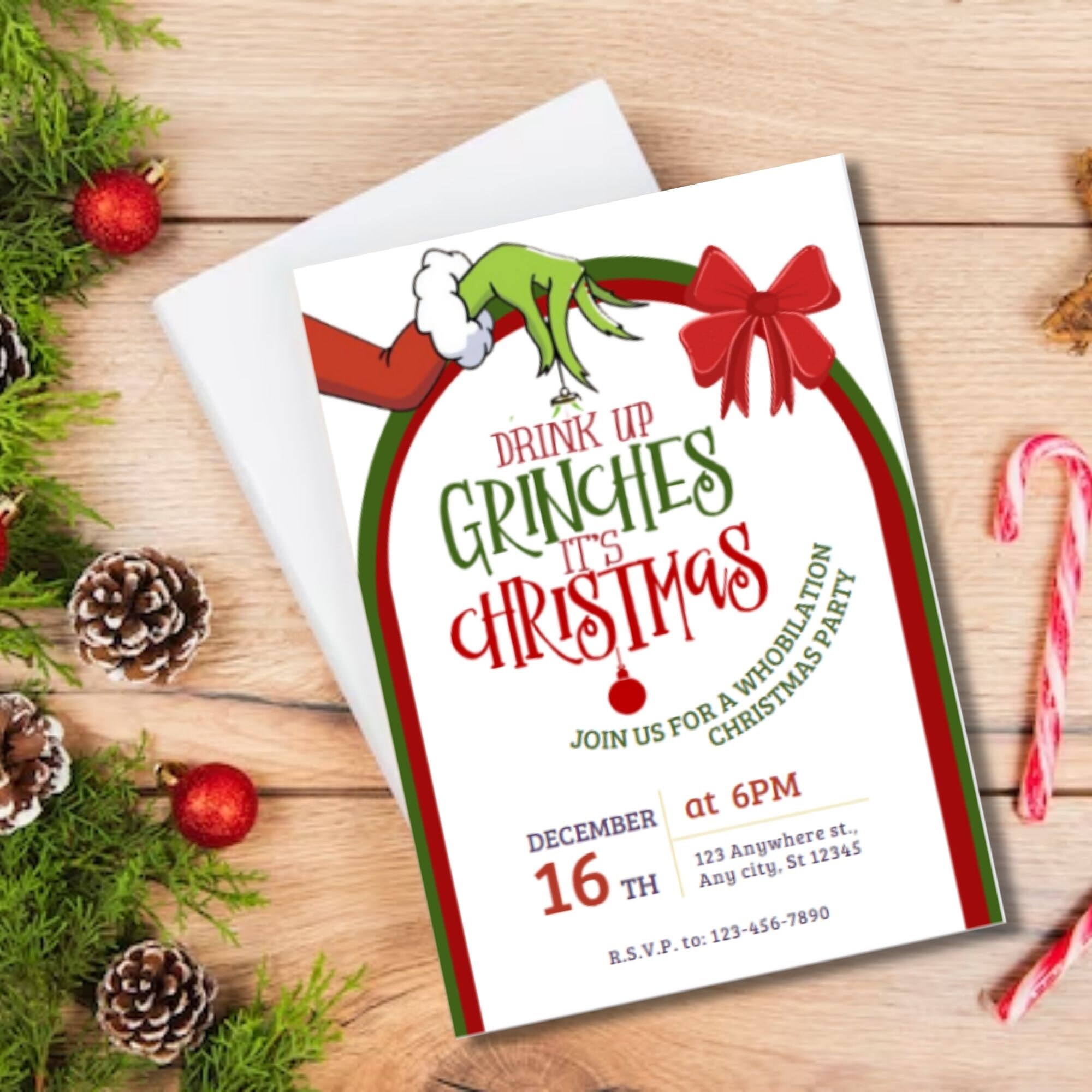 Editable Grinchmas Party Invite, Christmas Party Invitation, Don't Be a ...