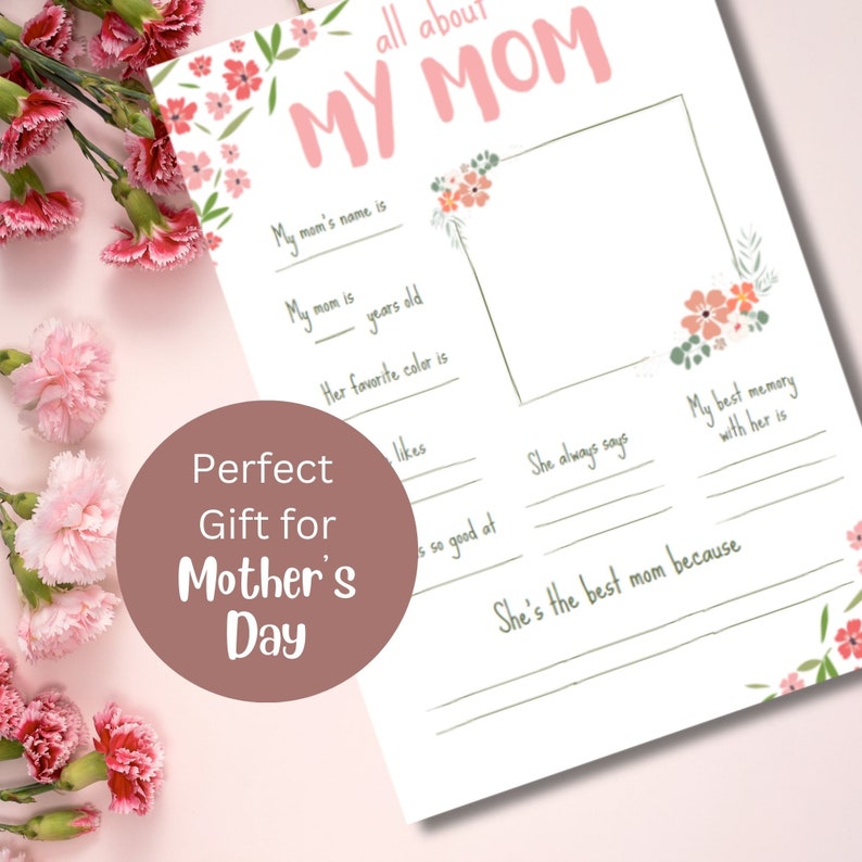 All About My Mom, Mother's Day Gift, All About My Mum, Mother's Day ...