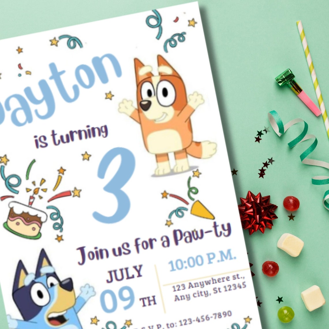 EDITABLE Bluey Invitation, Bluey Birthday Invitation, Party Invite ...