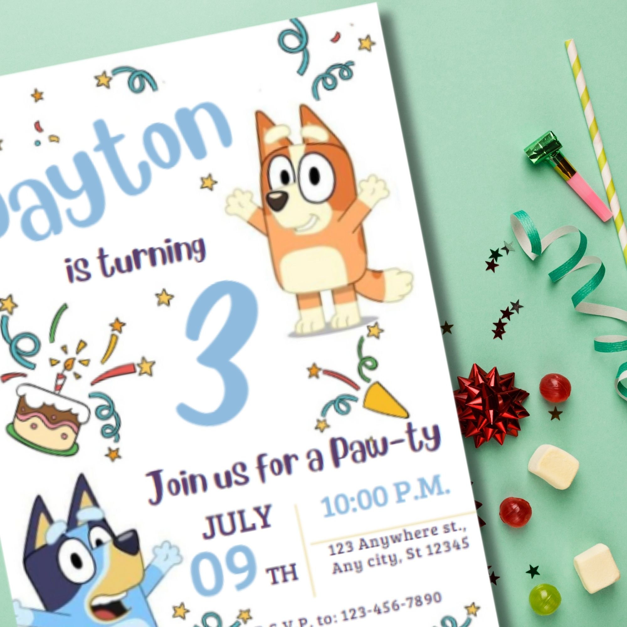 EDITABLE Bluey Invitation, Bluey Birthday Invitation, Party Invite ...