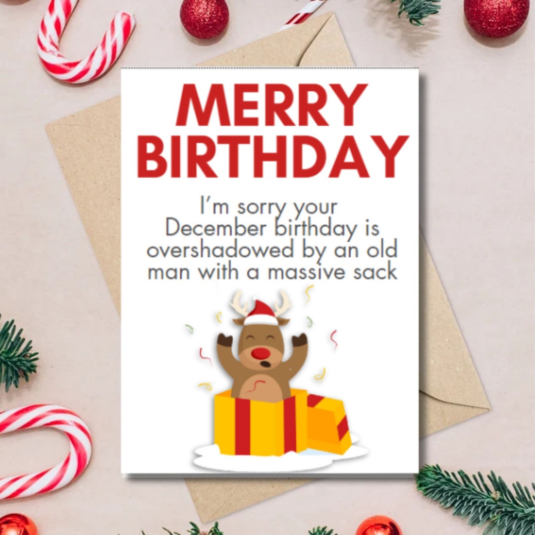 Christmas Birthday Card, Merry Birthdaymas Card, Funny Birthday Card ...