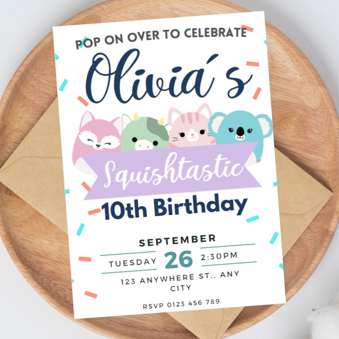 Squishmallow Birthday Invitation, Squishy Invitation,customizable ...