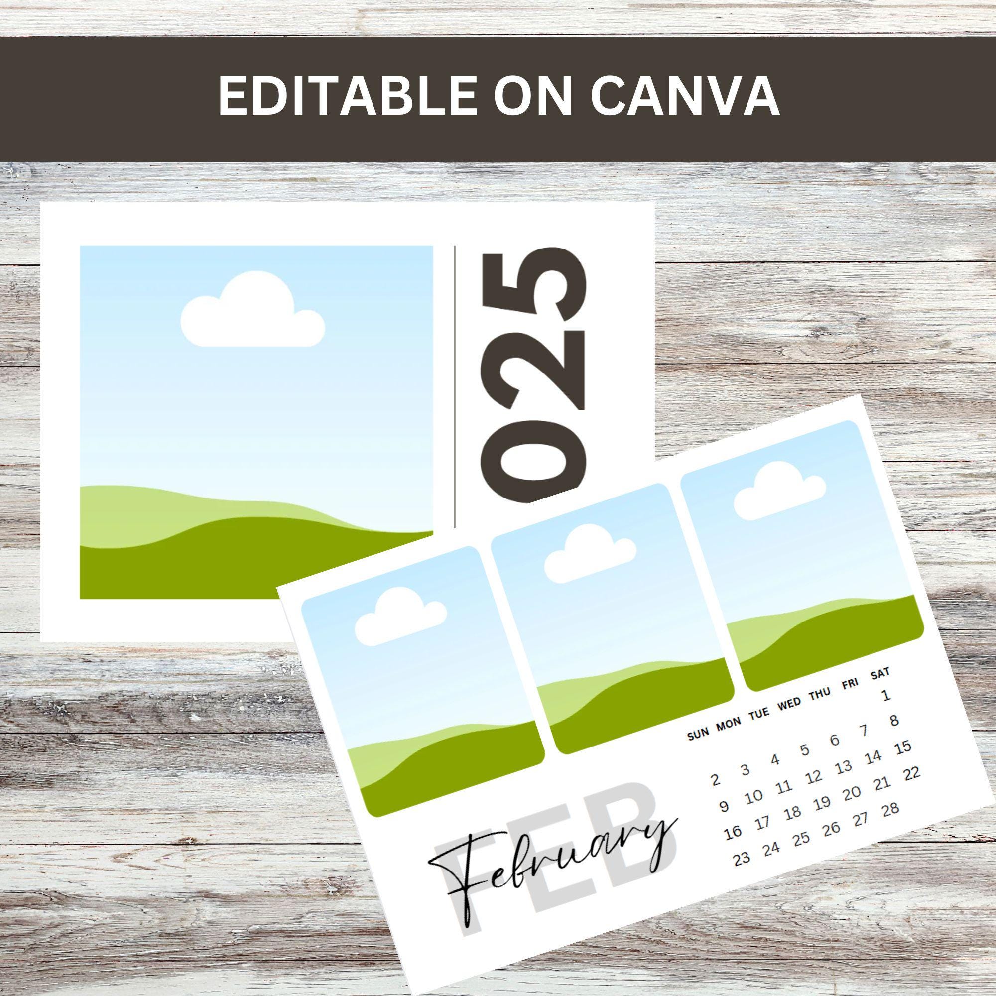 2025 Photo Calendar Template, Personalized Gift (printable, Editable ...